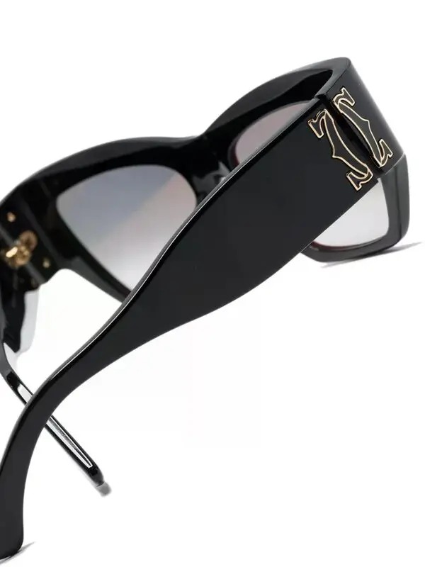 Cartier Logo-embossed Cat-eye Sunglasses - Black