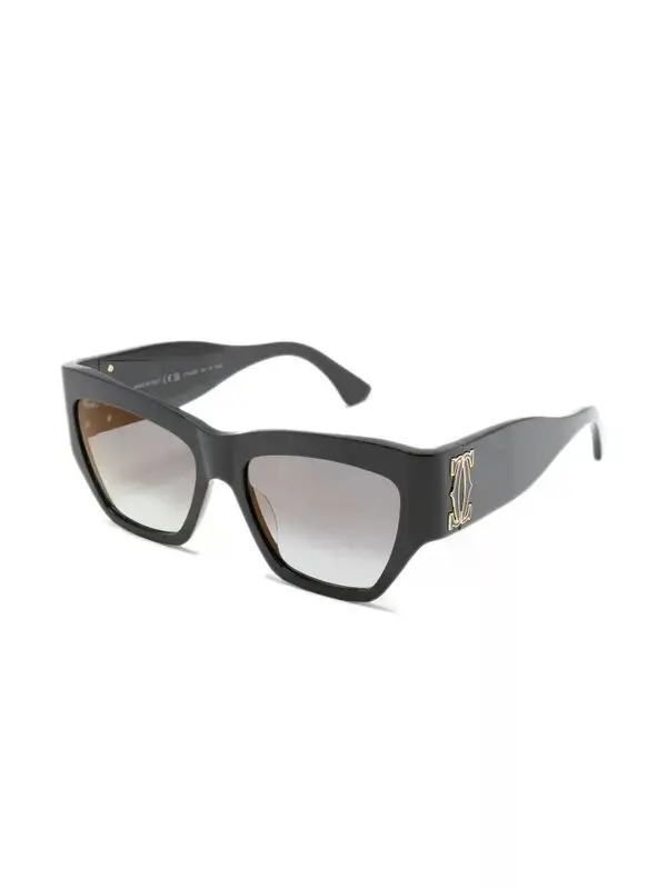 Cartier Logo-embossed Cat-eye Sunglasses - Black