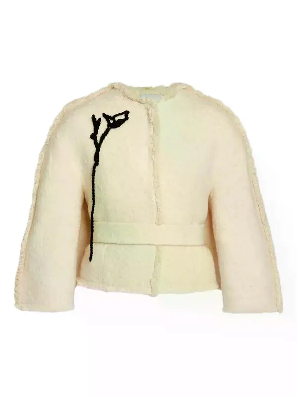 Erdem Floral-embellished Belted Jacket - Neutrals