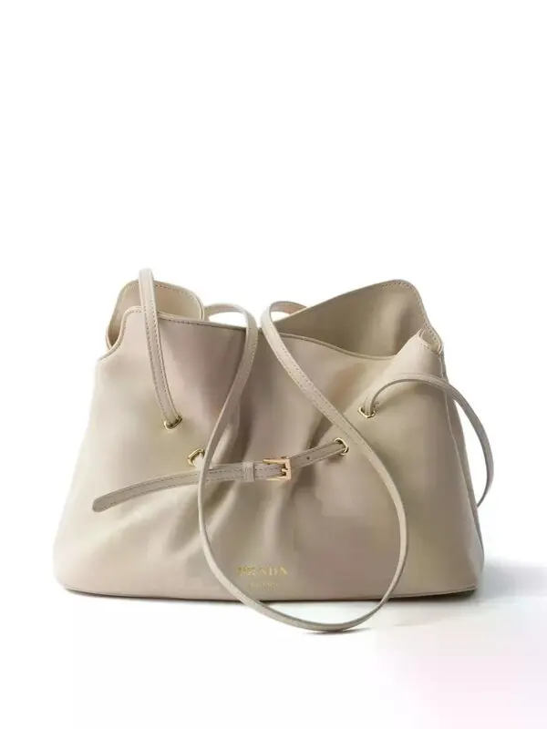 Prada Small Dada Leather Tote - Neutrals