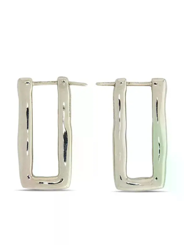 JIL SANDER Rectangular Hoop Earrings - Silver