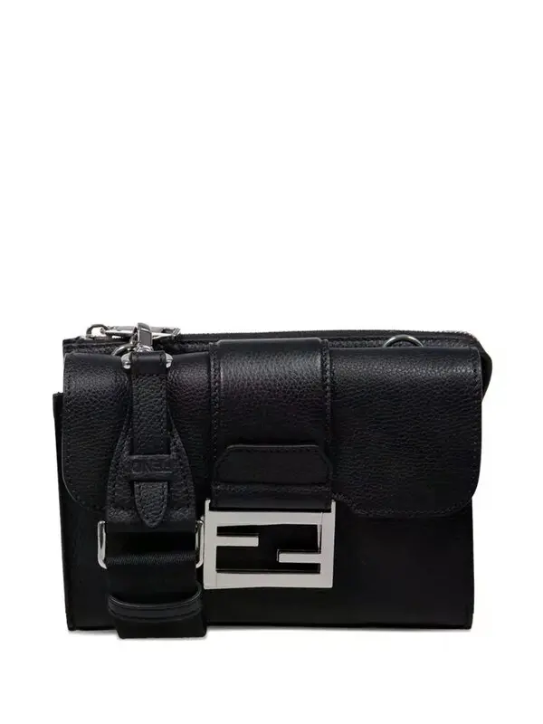 Fendi Baguette Double Buckle-logo Messenger Bag - Black