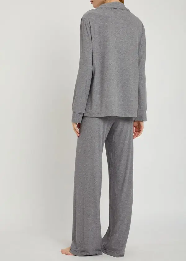 SKIMS Ribbed Stretch-modal Pyjama Set - Grey