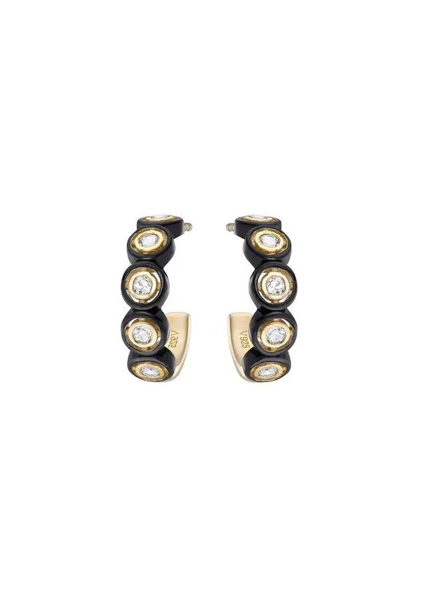 LAURA VANN Zadie 14kt Gold Vermeil Stud Earrings - Black