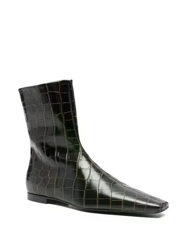 TOTEME Zipped Croc-embossed Boots