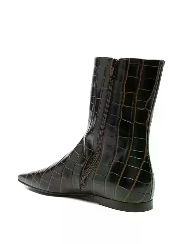 TOTEME Zipped Croc-embossed Boots