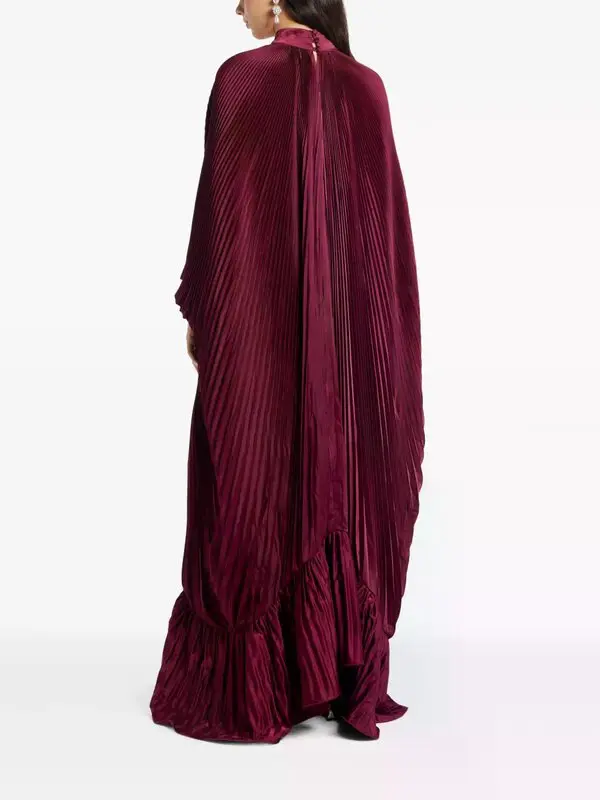 L'IDEE Empire Pleated Ruffled Maxi Dress - Red