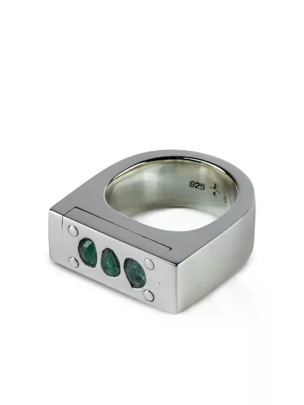 PARTS OF FOUR Plate Emerald Ring - Silver