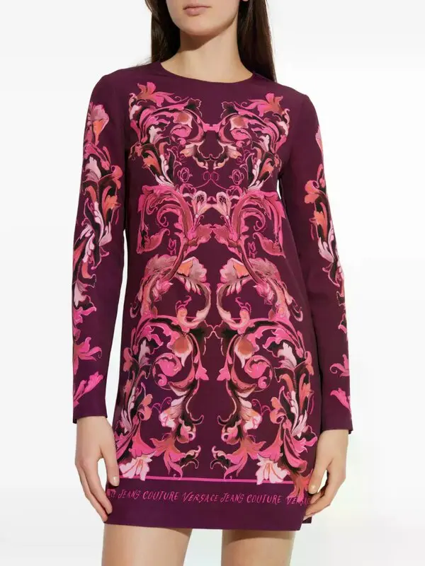 Versace Printed Long-sleeve Mini Dress - Pink