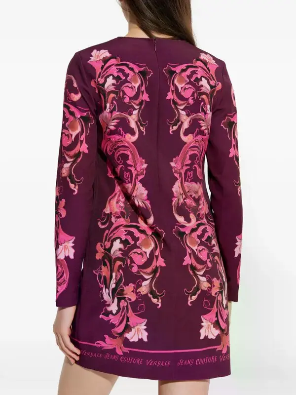 Versace Printed Long-sleeve Mini Dress - Pink