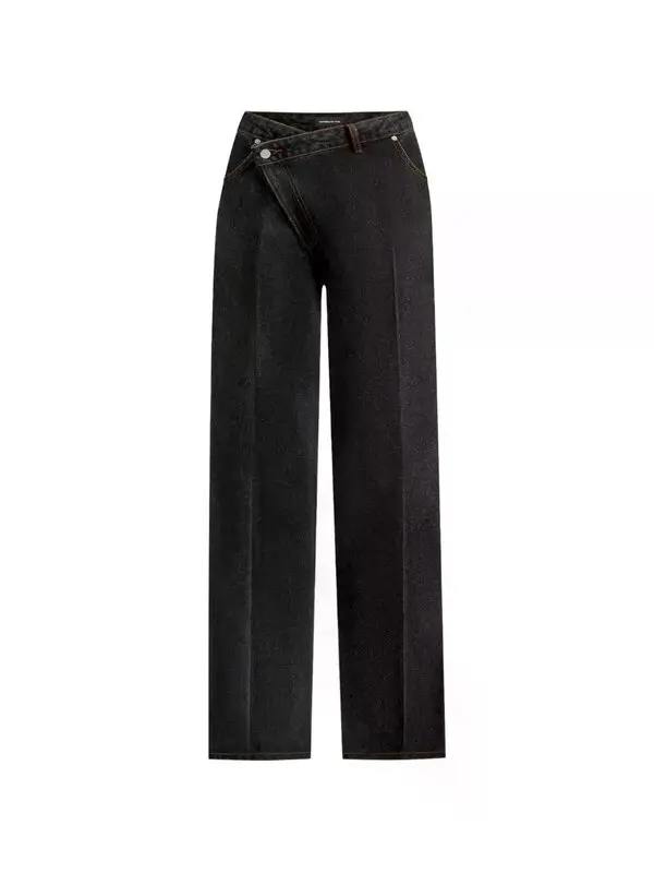 Manière De Voir Wrapover Wide-leg Jeans With Contrast Stitching