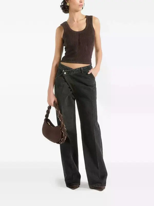 Manière De Voir Wrapover Wide-leg Jeans With Contrast Stitching