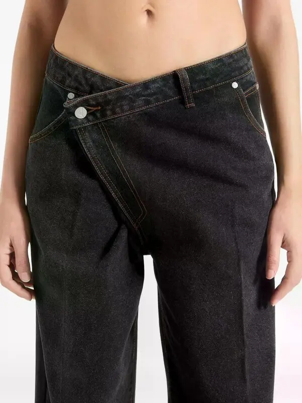 Manière De Voir Wrapover Wide-leg Jeans With Contrast Stitching