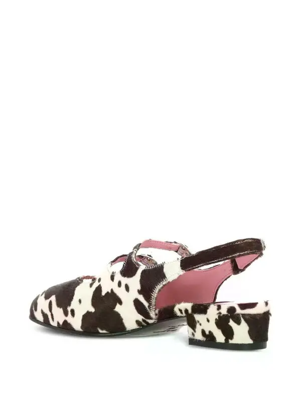 CAREL Leather Buckle Slingback Pumps - Brown