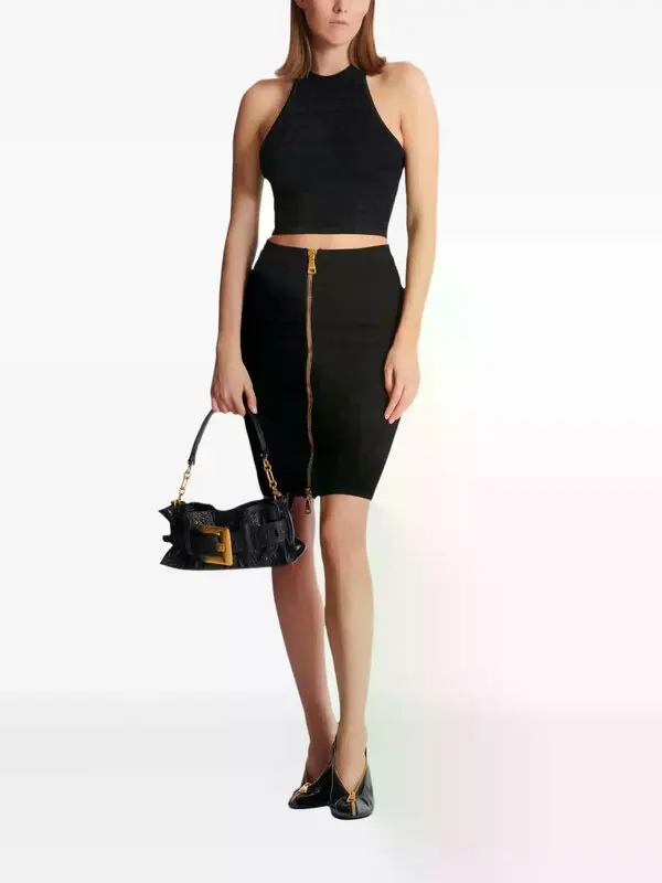 Balmain Halterneck Crocodile-effect Top