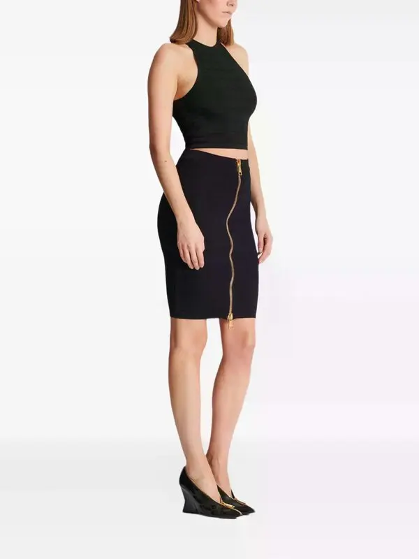 Balmain Halterneck Crocodile-effect Top