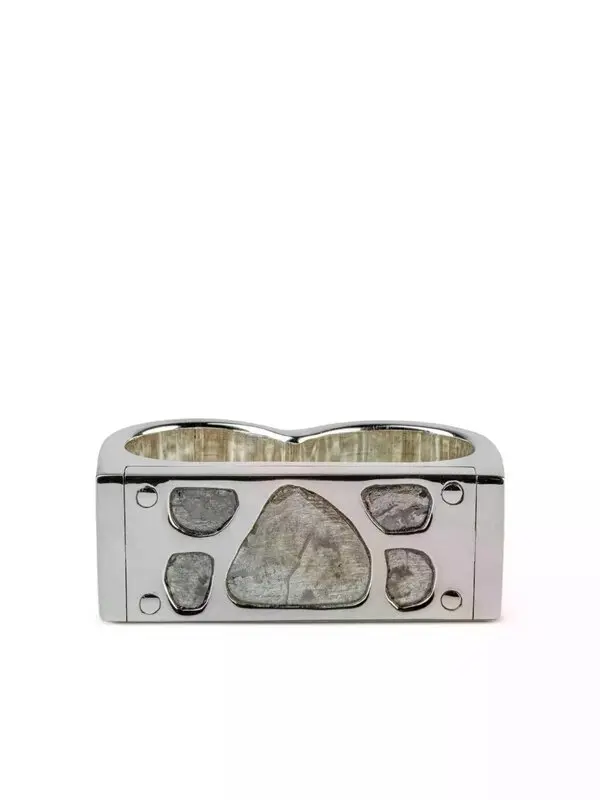 PARTS OF FOUR Sterling Diamond Double Ring - Silver