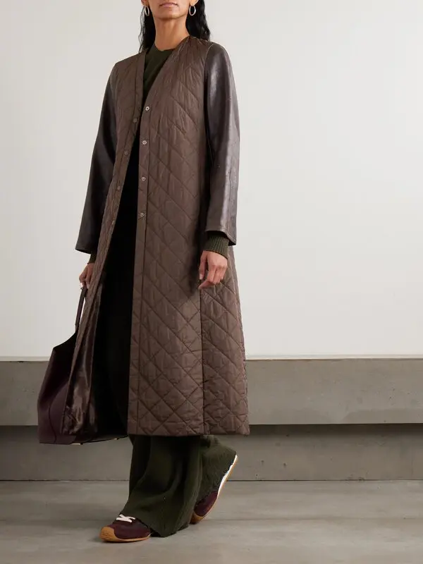 Max Mara Berta Leather-trimmed Quilted Shell Coat