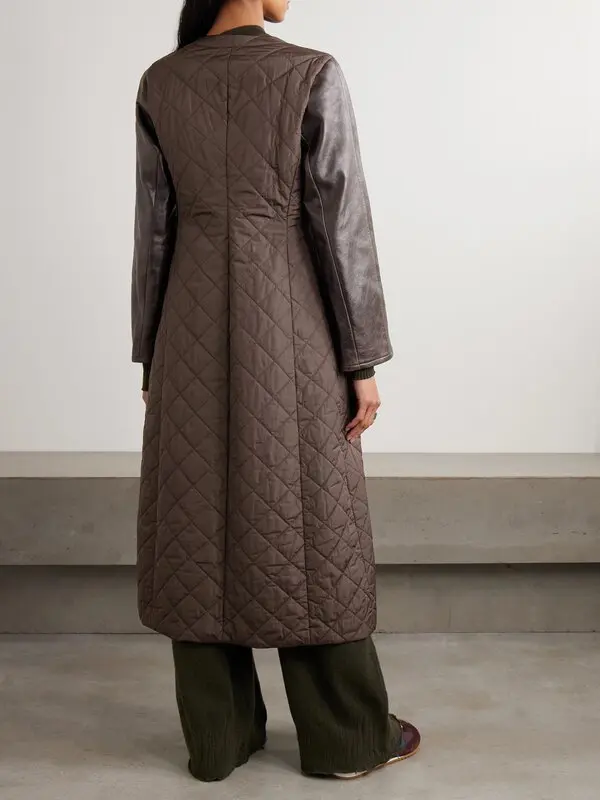 Max Mara Berta Leather-trimmed Quilted Shell Coat