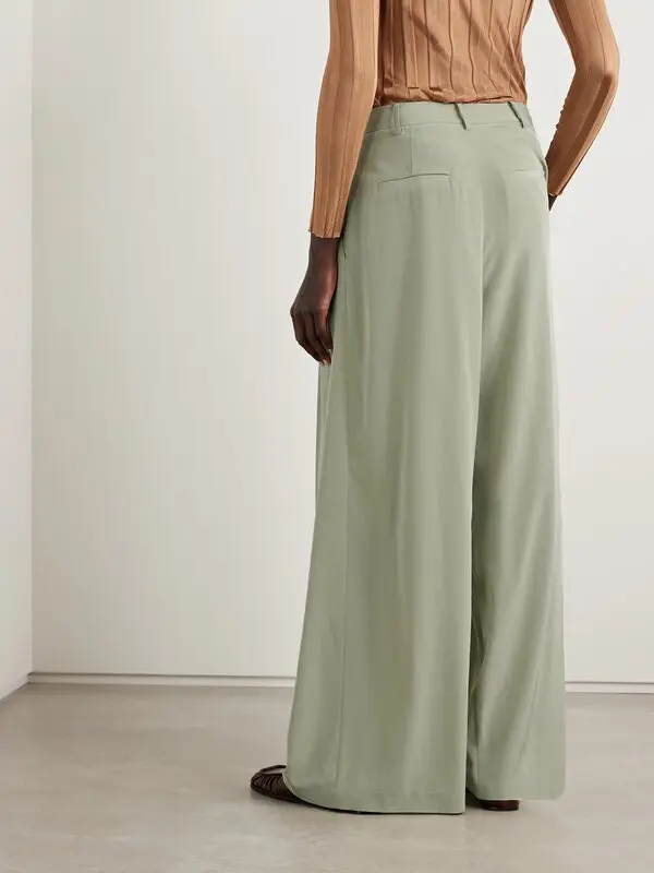 Tibi Pleated Crepe De Chine Wide-leg Trousers