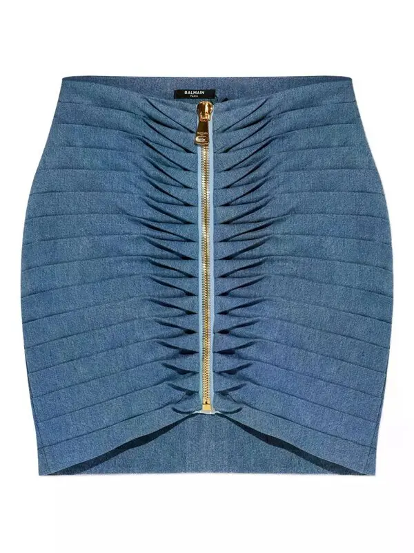 Balmain Ruched Mini Skirt - Blue