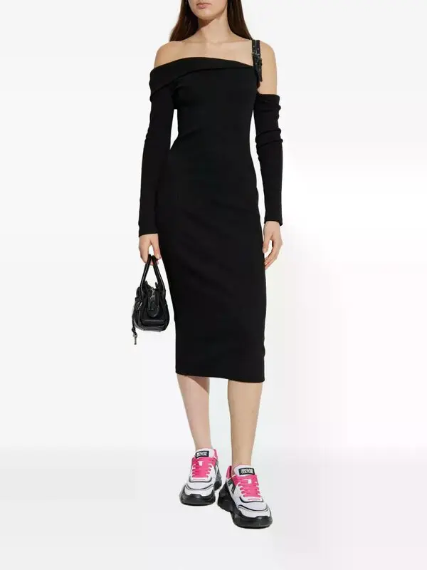 Versace Buckle-detail Midi Dress - Black