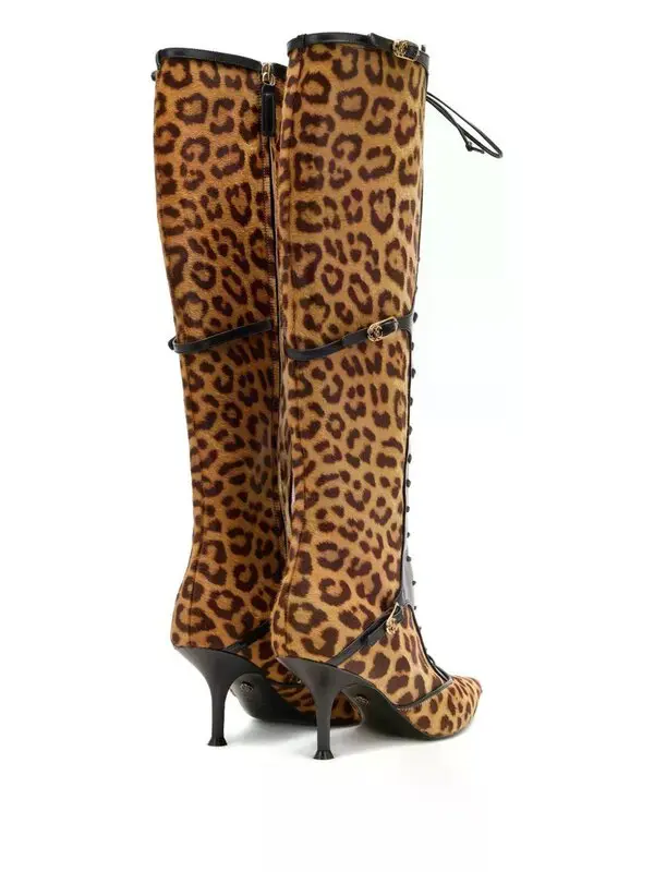 Roberto Cavalli Leopard-print Lace-up Boots