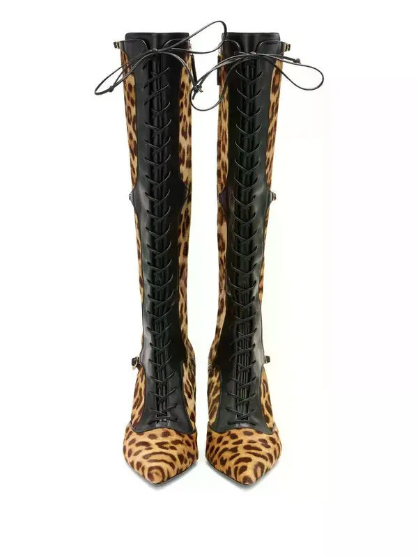 Roberto Cavalli Leopard-print Lace-up Boots