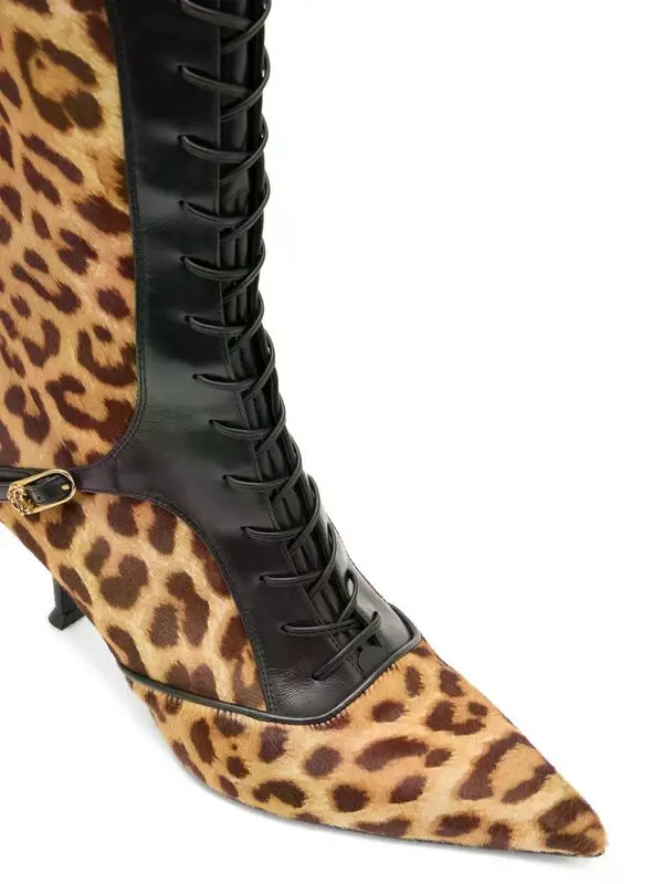 Roberto Cavalli Leopard-print Lace-up Boots