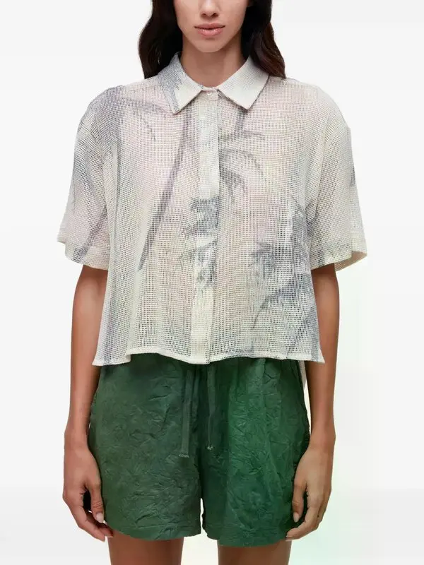 OSKLEN Palm-tree Print Mesh Shirt
