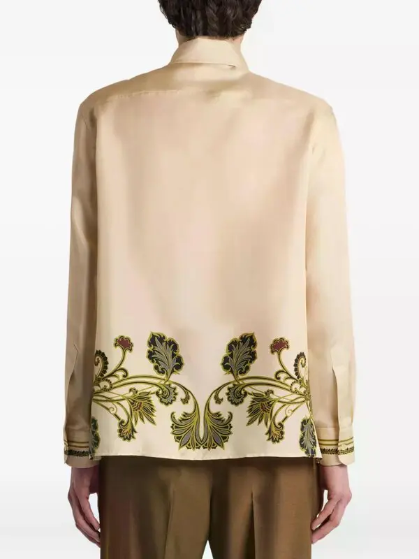 Etro Silk Shirt With Placed Print - Neutrals