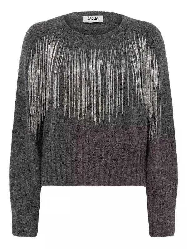 Alpha Studio Chain-embellished Pullover Sweater