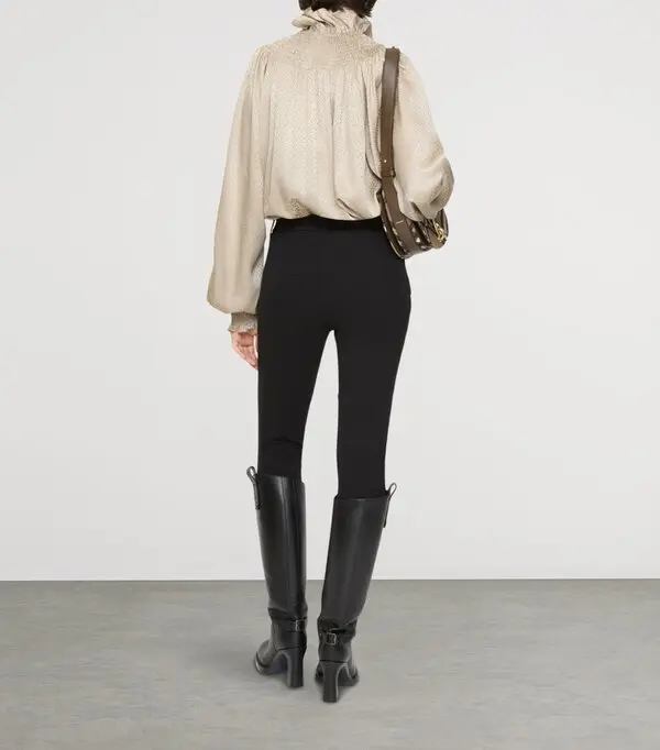 Burberry Stretch Cotton Jodhpurs With Herringbone Detail - Black
