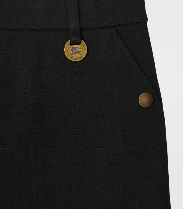 Burberry Stretch Cotton Jodhpurs With Herringbone Detail - Black