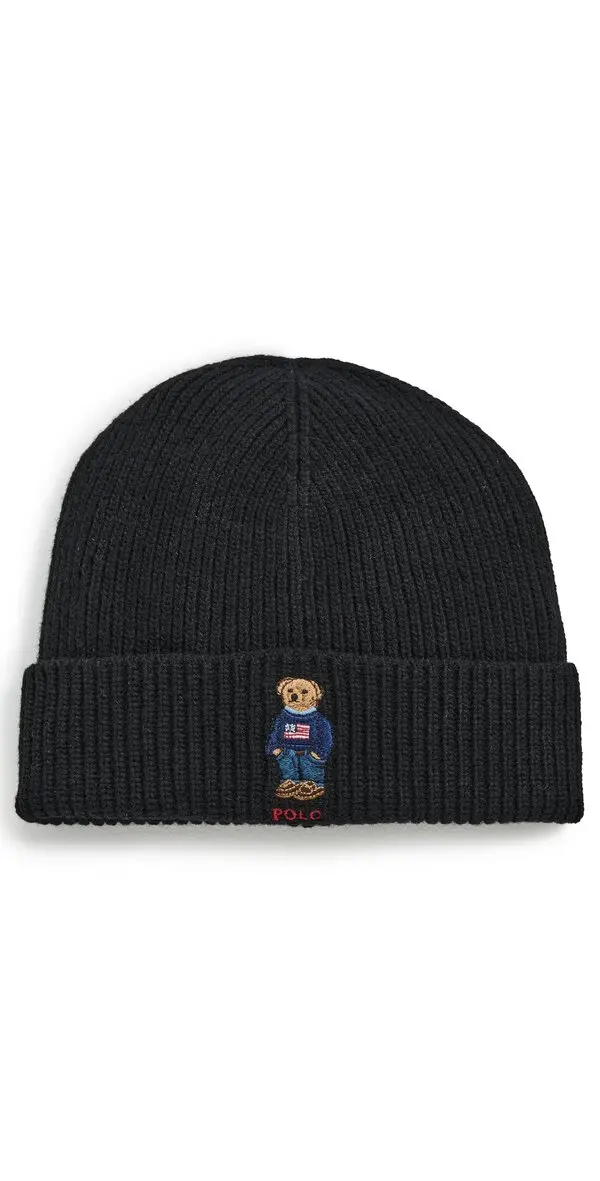 Ralph Lauren Flag Bear Beanie - Polo Black
