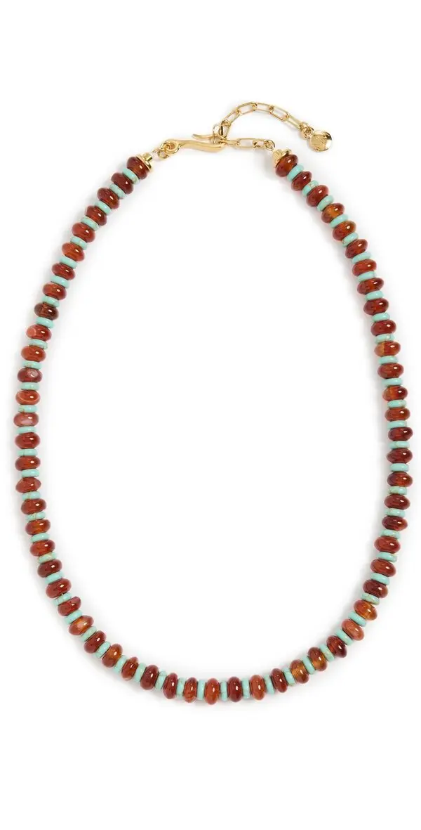 MAYAMAR Agate And Turquoise Beaded Necklace - Red