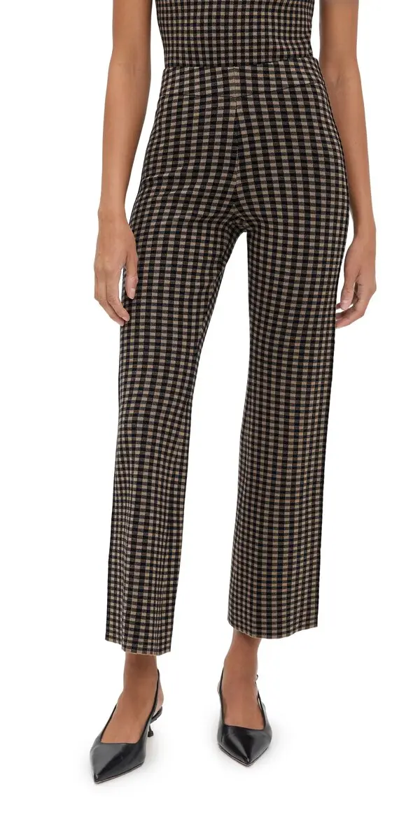 LE BOP Gingham Flare Pants - Chocolate/black