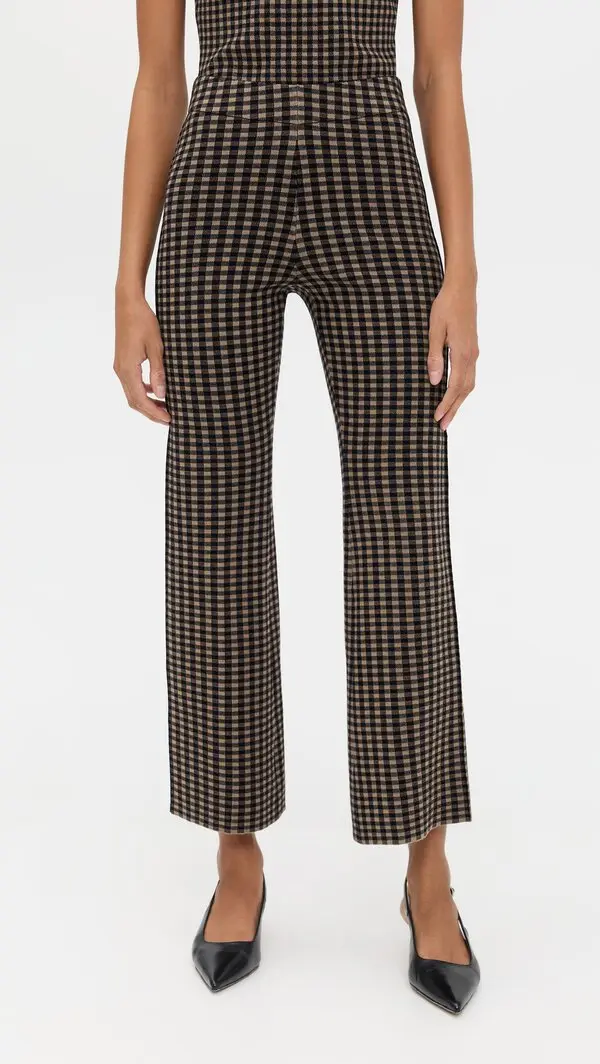 LE BOP Gingham Flare Pants - Chocolate/black