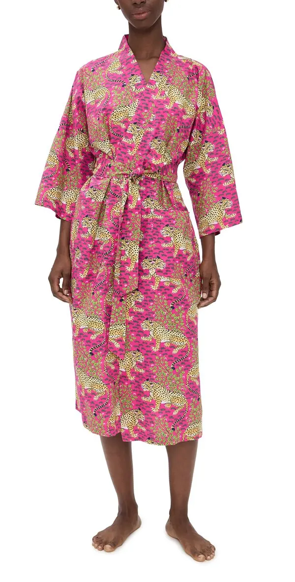 PRINTFRESH Bagheera Long Robe - Hot Pink