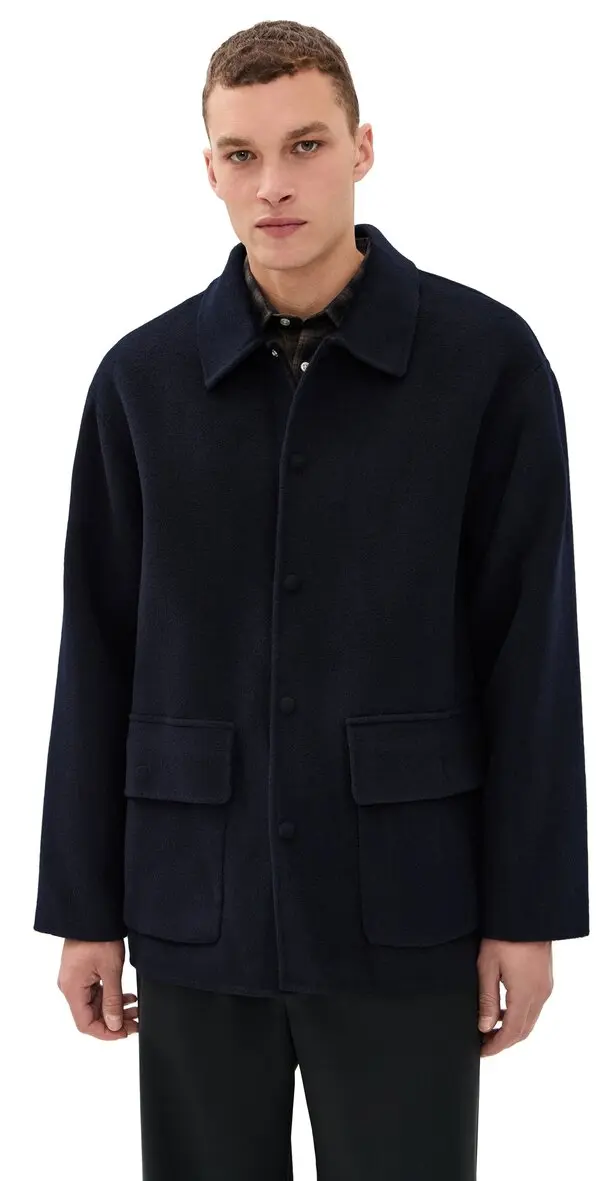 Officine Générale Vasco Double Split Wool Jacket - Dark Navy