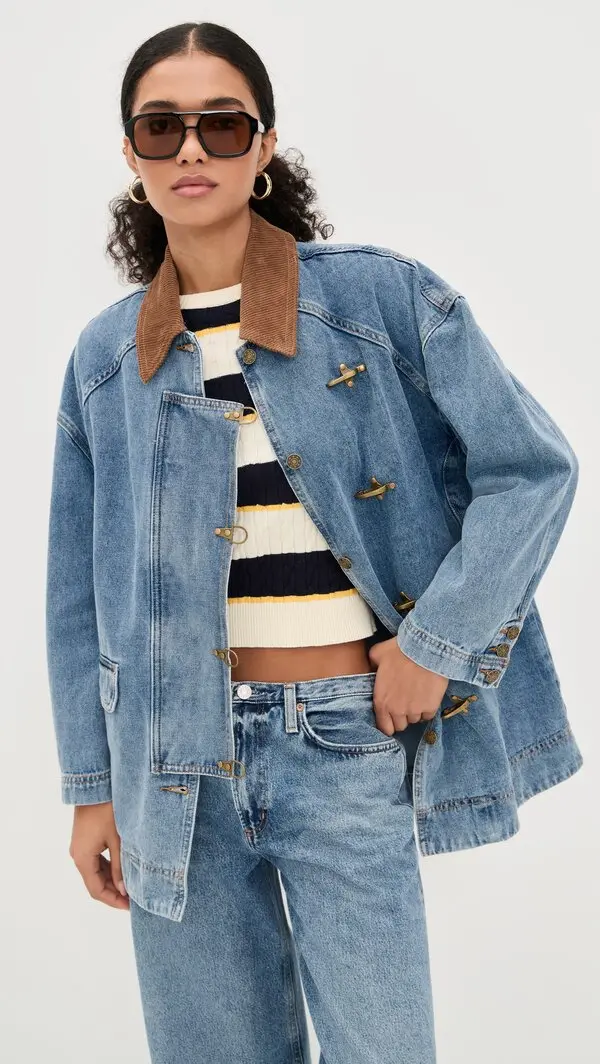Lioness District Denim Jacket With Corduroy Trim
