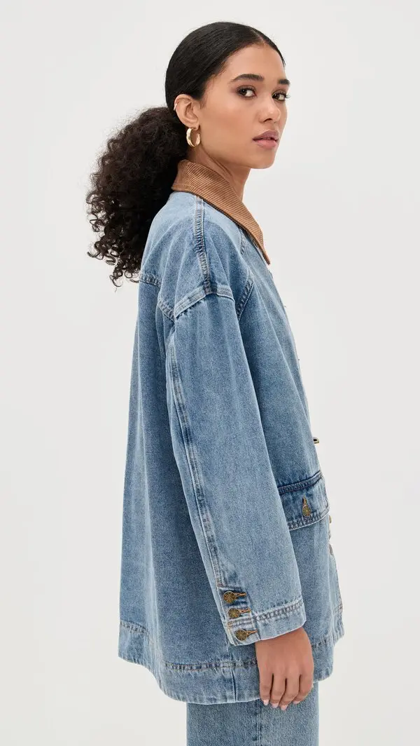Lioness District Denim Jacket With Corduroy Trim