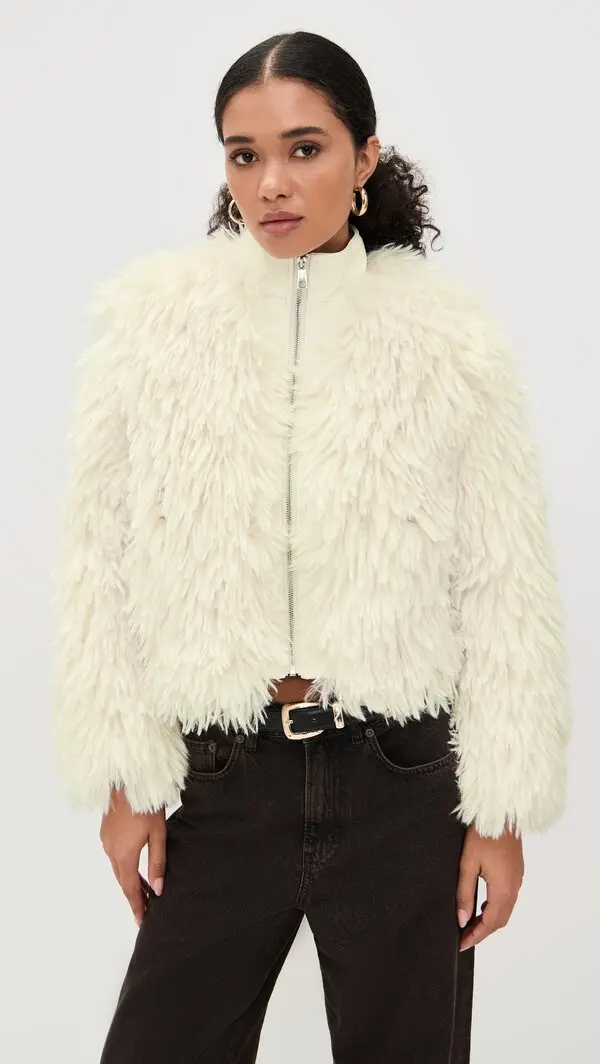 Apparis Lillet Shag Faux Fur Bomber - Ivory