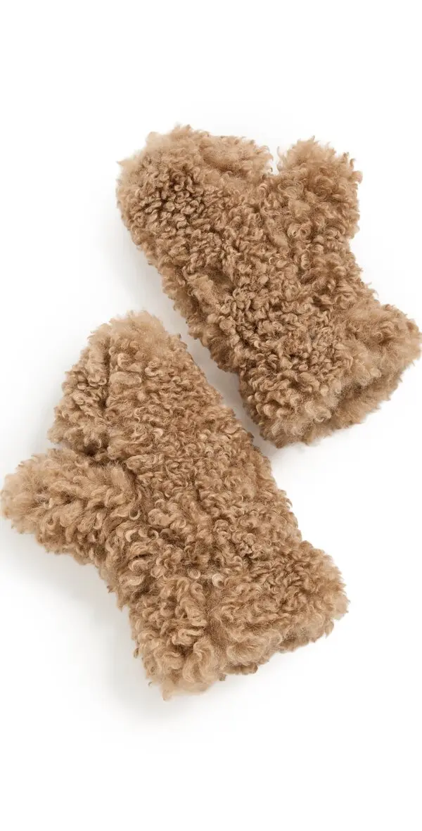 Apparis Coco Bouclette Fingerless Gloves - Camel