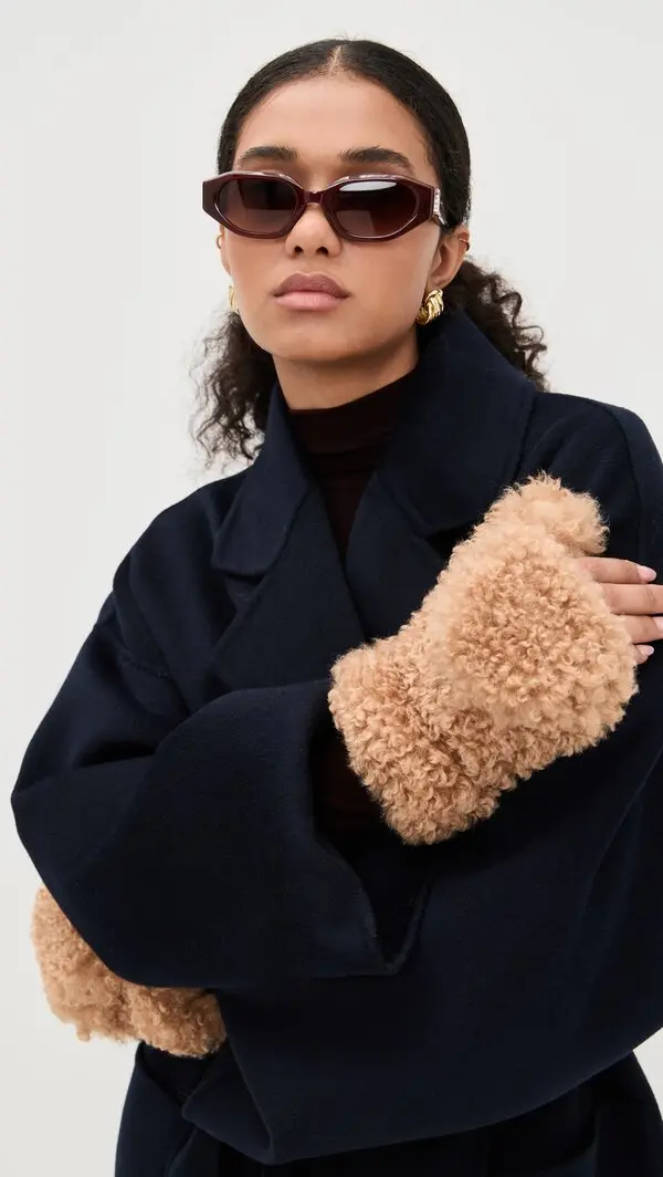 Apparis Coco Bouclette Fingerless Gloves - Camel
