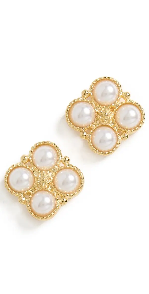 KENNETH JAY LANE Goldtone Earrings With Faux Pearls - Gold/pearl