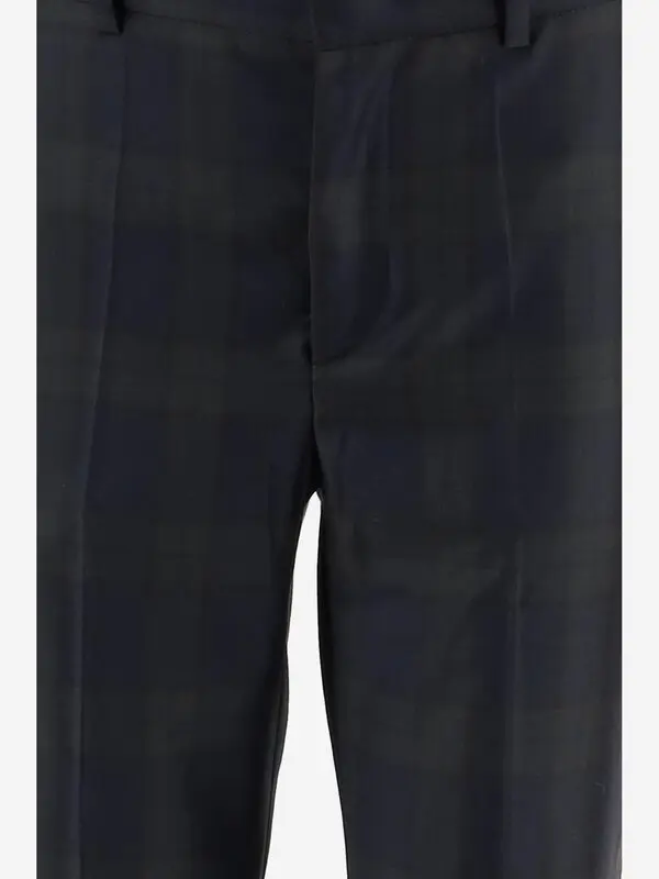 SA SU PHI Angela Tartan Wool Pants With Turn-up Hem