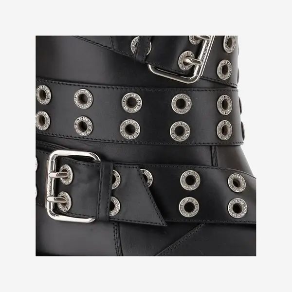 Mach & Mach Leather Combat Boots With Straps And Eyelets