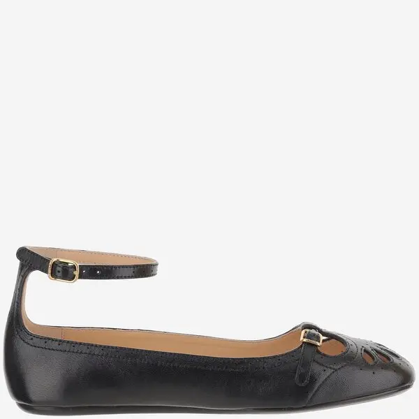 Chloé Mixed Leather Ballerina Flats - Black