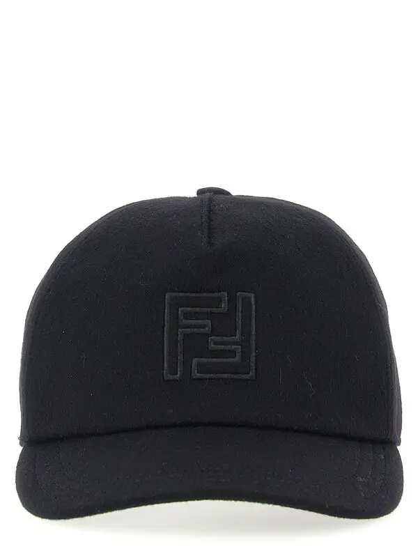 Fendi Wool And Cashmere Hat With Ff Embroidery - Black